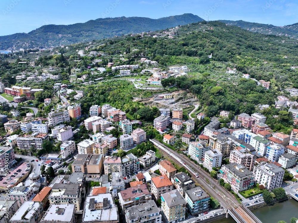 Panoramic aerial view of Rapallo. Genoa, Cinque Terre, Liguria, Italy ...