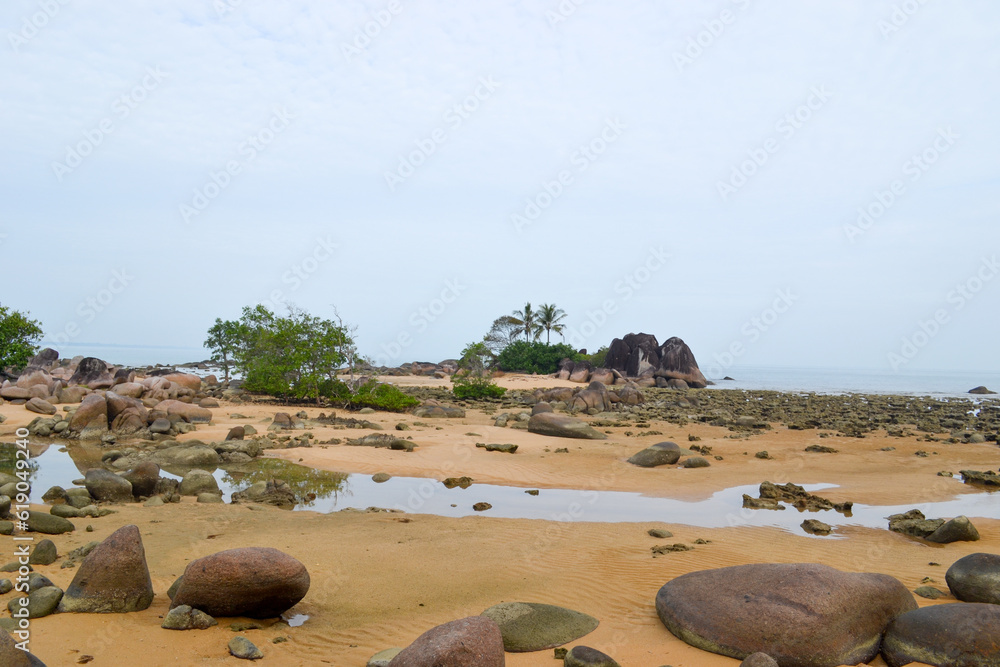 beautifully pantai batu nenek in temajuk beach of west kalimantan ...