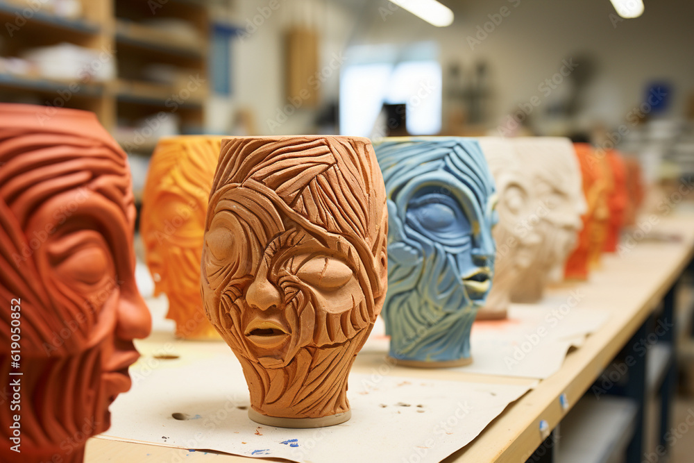 creations of students from a ceramics class, showcasing the range of ...