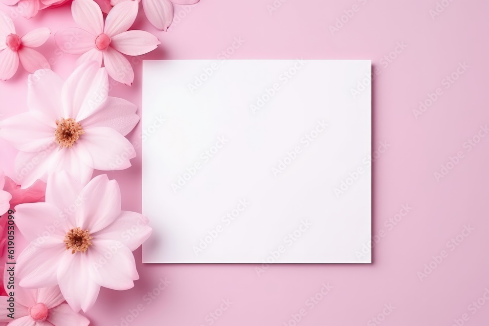 Blooms Pink Flower and White Square Frame Creative Layout for ...