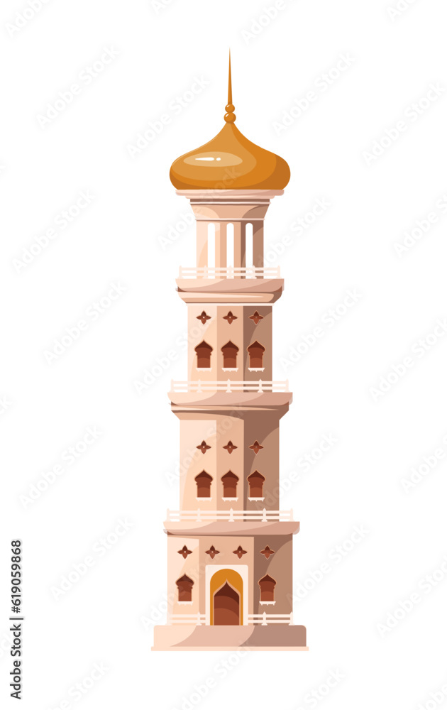 Arab ancient tower vector illustration. Cartoon isolated Arabian old ...