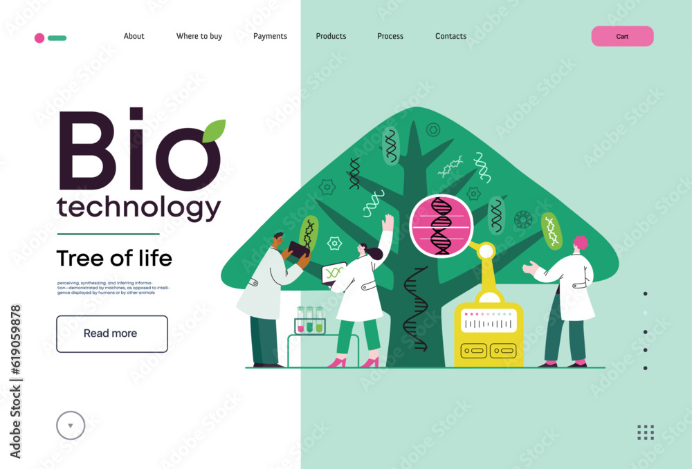 Bio Technology, Tree of life - modern flat vector concept illustration ...