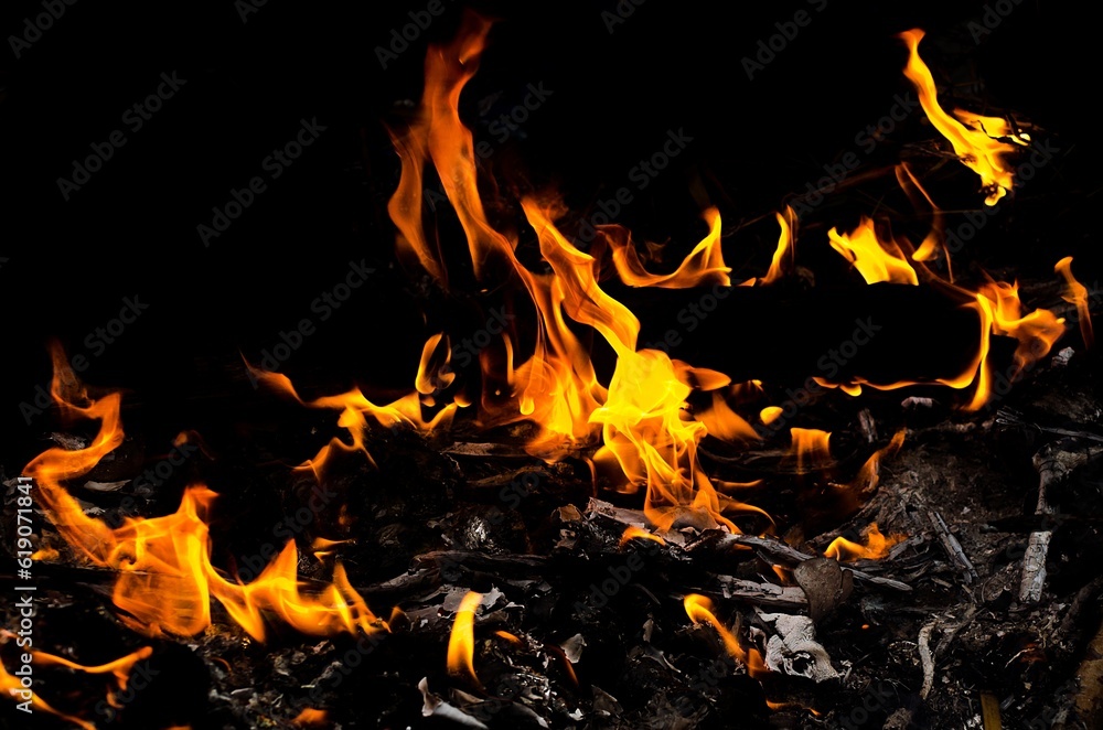 Flame, heat fire abstract background black background, Realistic flame ...