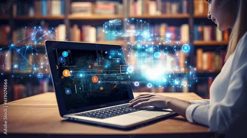 E learning technology concept. Online education, webinar, online ...