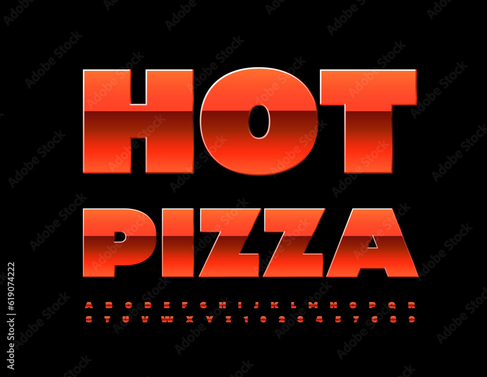 Vector premium Sign Hot Pizza. Glossy Red Font. Trendy Alphabet Letters ...