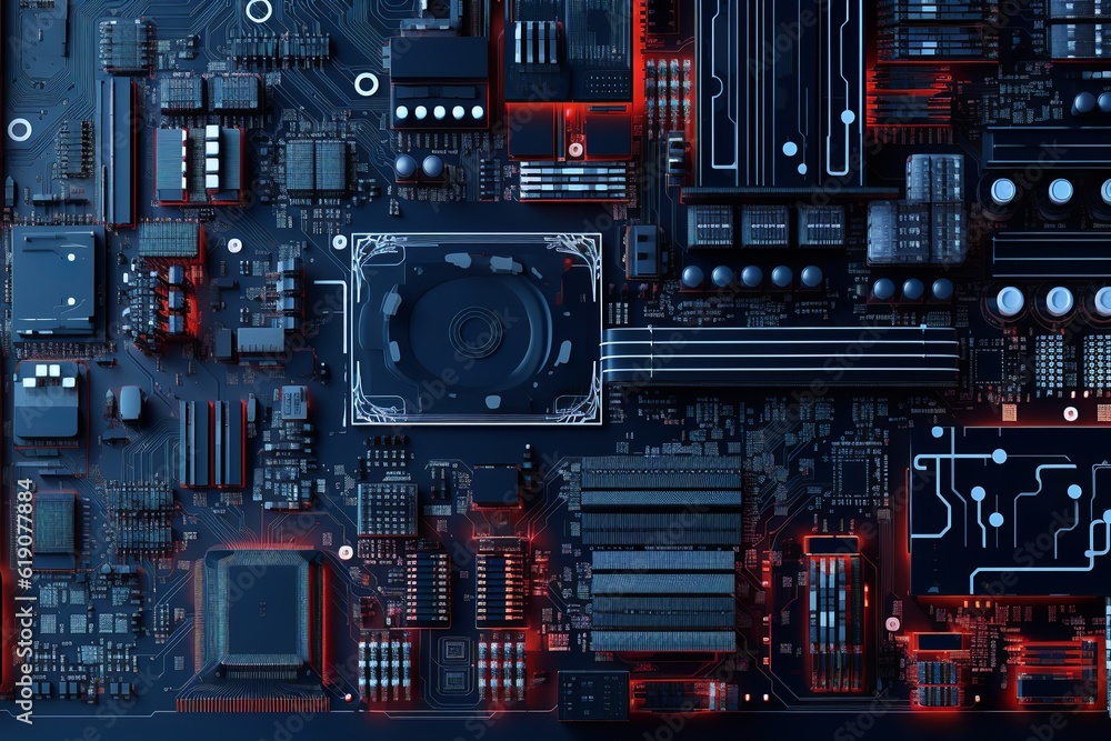 abstract colorful technology background, futuristic electronic circuit ...