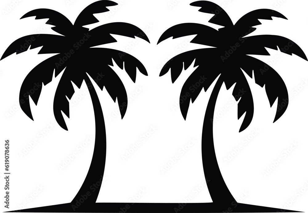 Simple palm trees vector illustration on white background, palm tree ...