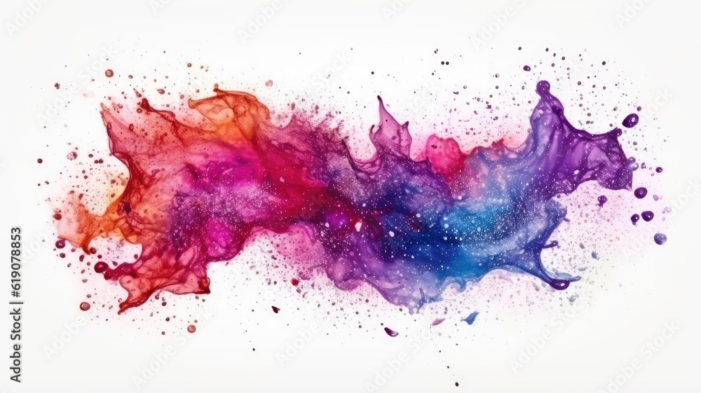 Splash of galaxy and stars ink on white surface. Vibrant and colorful ...