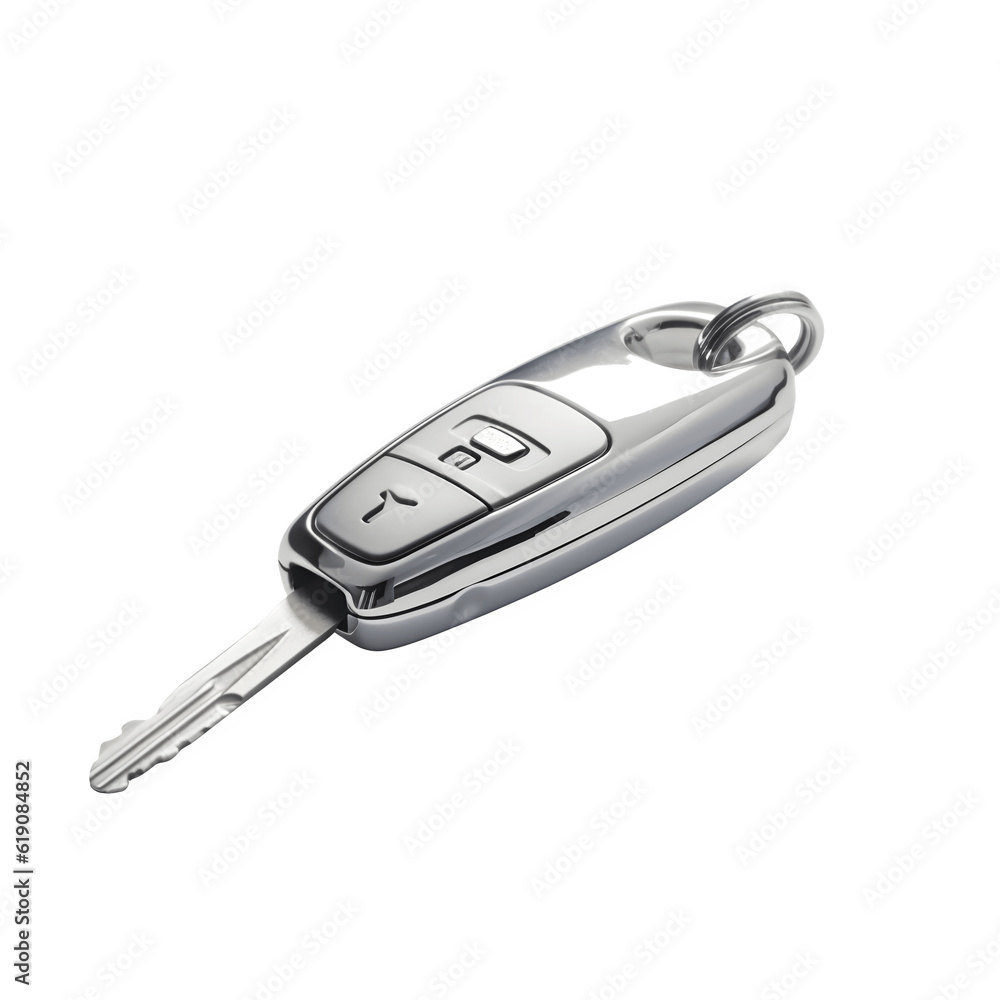 Silver Car Key, automable ignition key, vehicle key on transparent ...