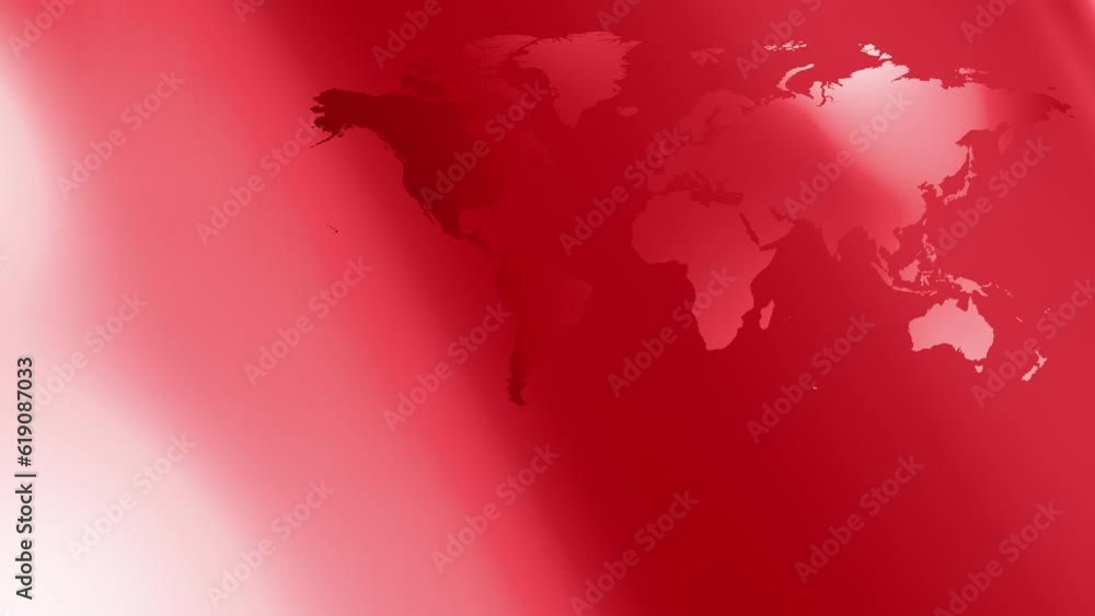 Vivid red map layout enhances the global headline news broadcast for an ...