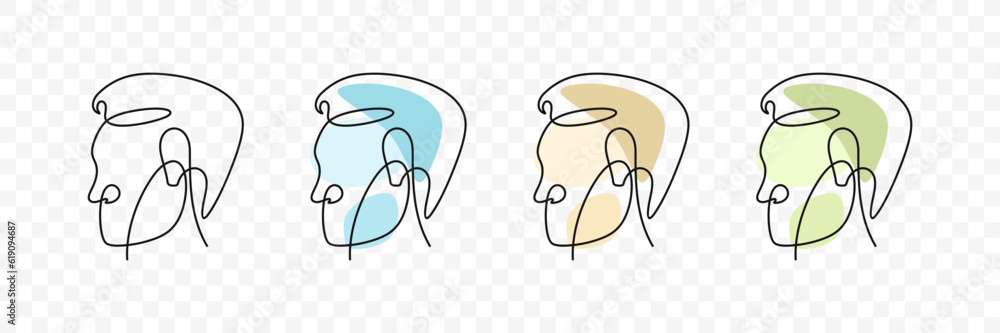 Continuous line drawing of a male portrait vector design. One line ...