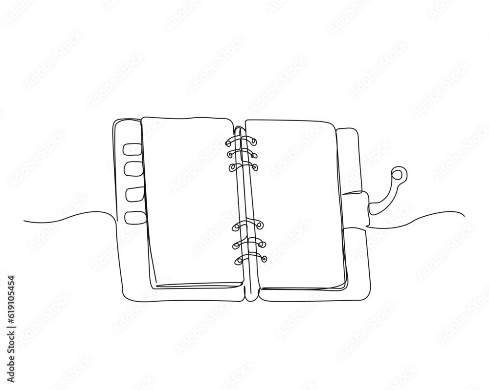 Continuous one line drawing of opened book. Education book line art ...