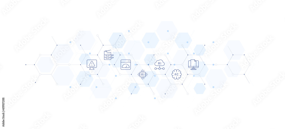 Technology banner vector illustration. Style of icon between ...