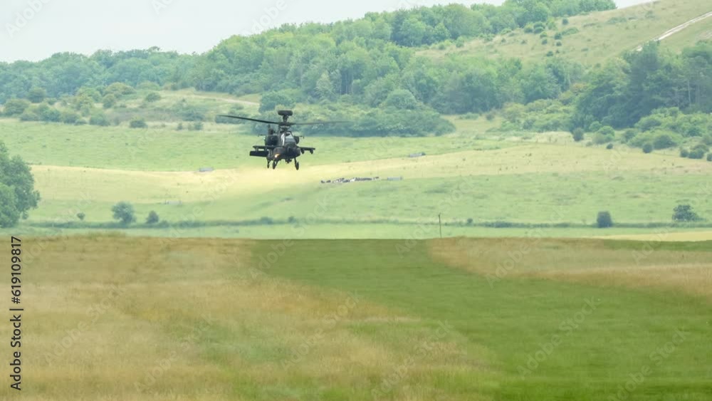 close-up of British army Boeing Apache Attack helicopter gunship AH64E ...