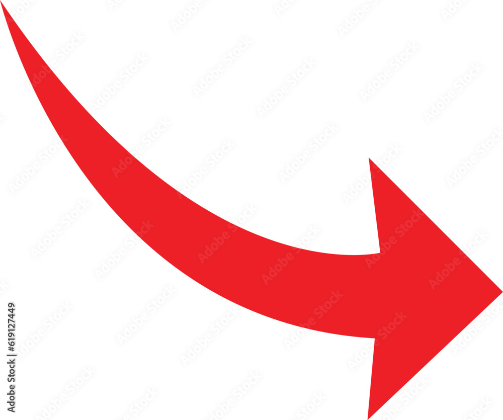 Red arrow on white background. Arrows for app, website, social media ...