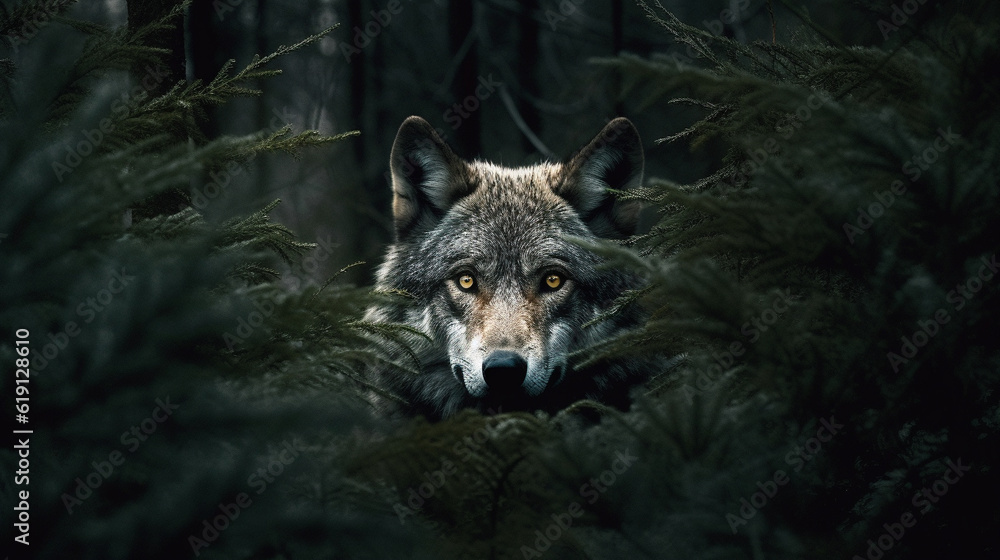 wolf in the forest HD 8K wallpaper Stock Photographic Image Stock Photo ...