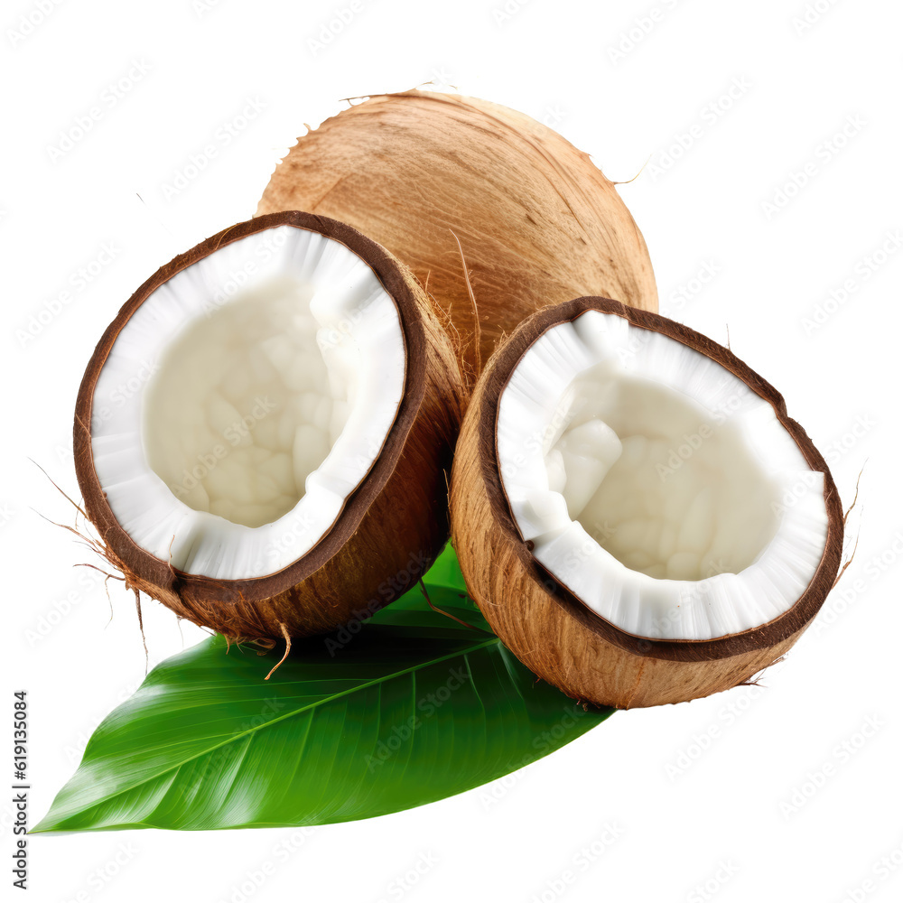 Illustration of juicy coconut isolated on transparent background. PNG ...