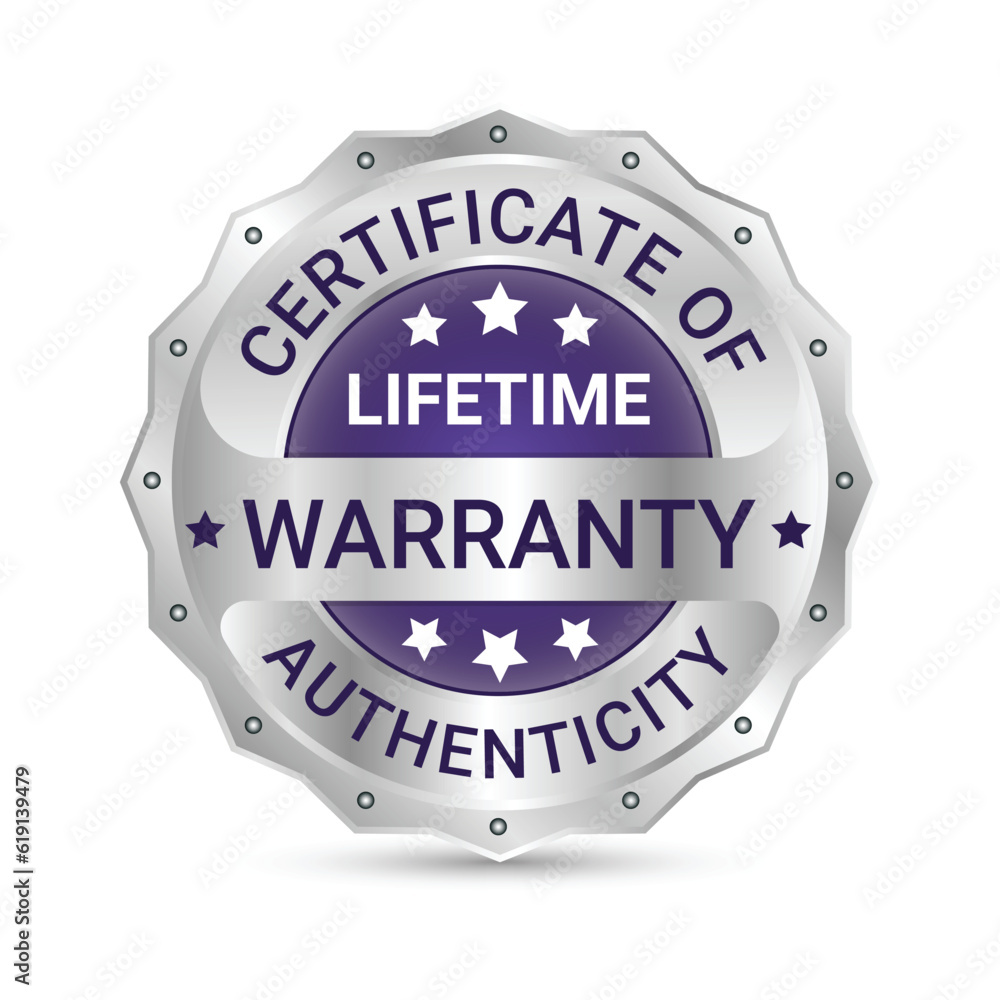 Vetor de Lifetime Warranty Glossy And Shiny Silver Metallic Badge ...