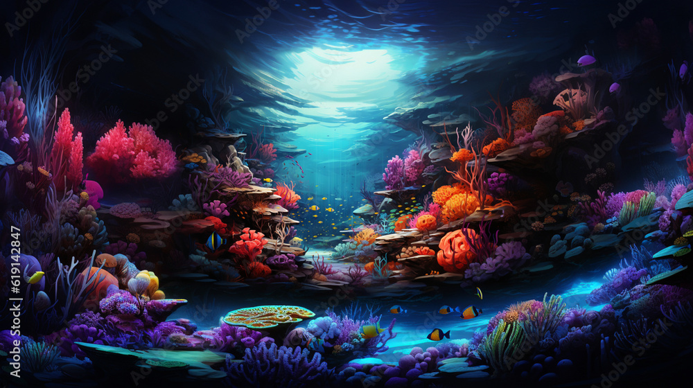Submerged Paradise: A Surreal Cartoon Vacation with a Vibrant ...