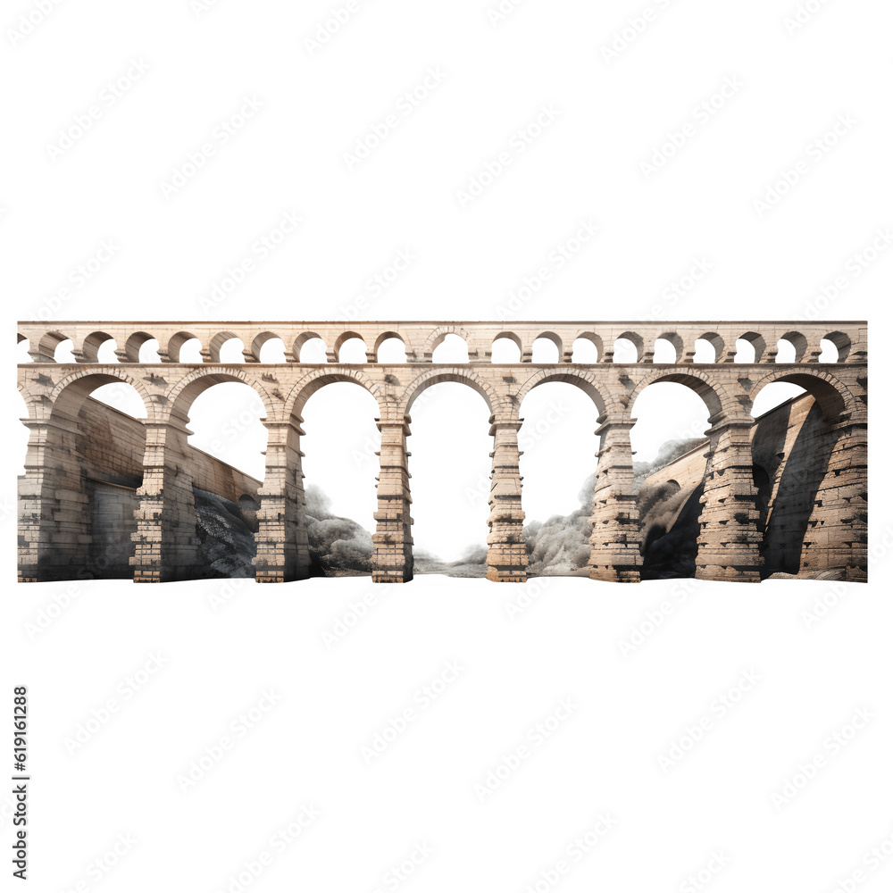 aqueduct, waterway, water bridge, conduit on transparent background ...