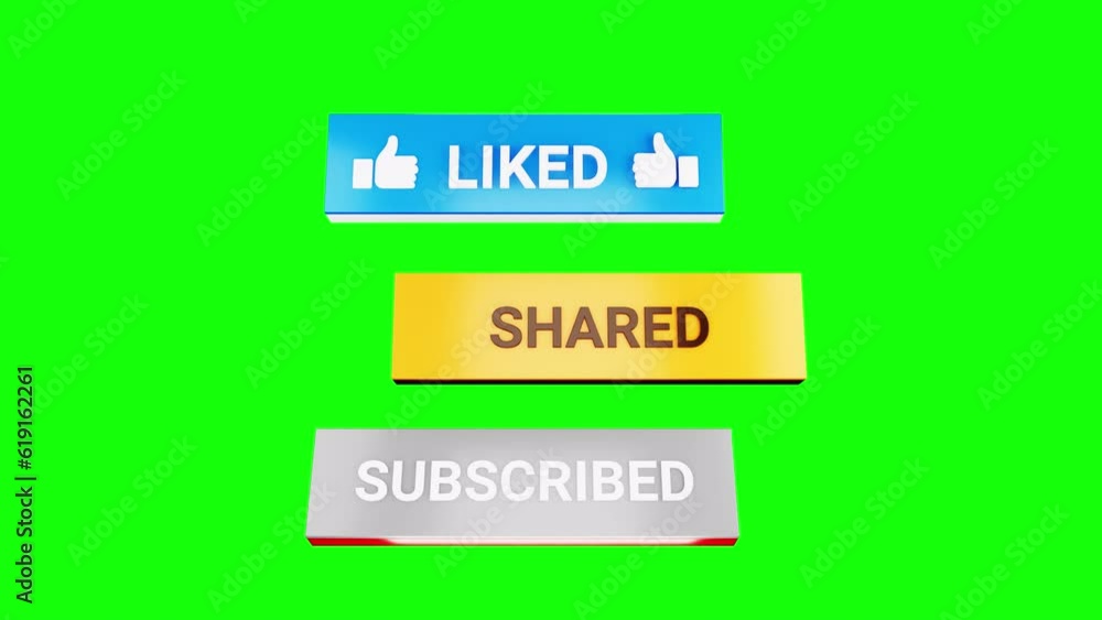 Like Share and Subscribe reminder 3d button with 4k alpha channel and ...