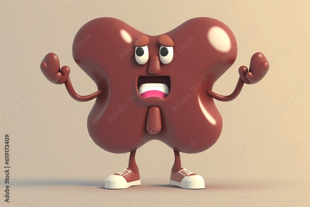 Liver. Cute cartoon healthy human anatomy internal organ character set ...