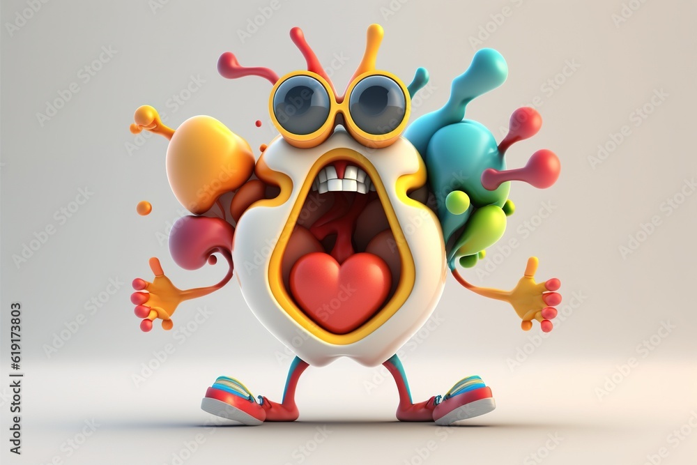 Heart. Cute cartoon healthy human anatomy internal organ character set ...