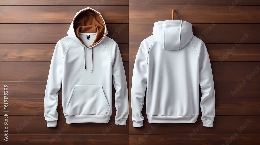 white hoodie template. Front and back view. Hoodie sweatshirt long ...