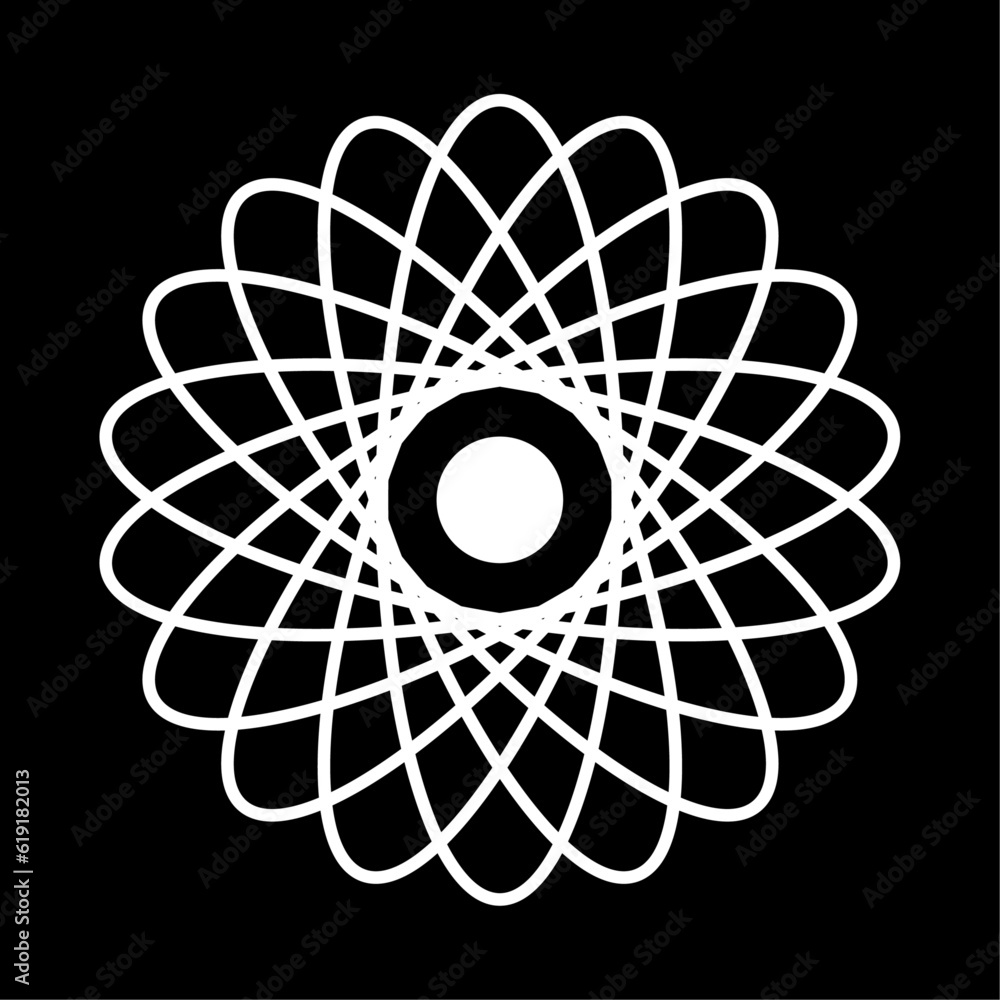 Quantum icon. Representation of atom in quantum theory. Electron cloud ...
