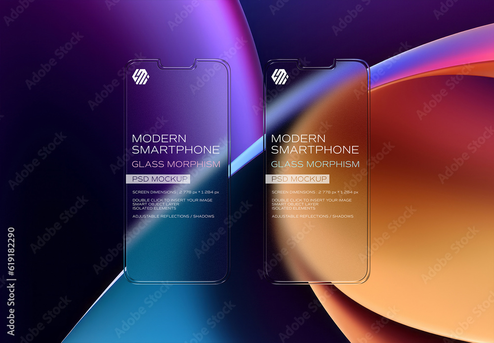 Transparent Glass Mobile Phone Mockup with Editable Background Stock ...