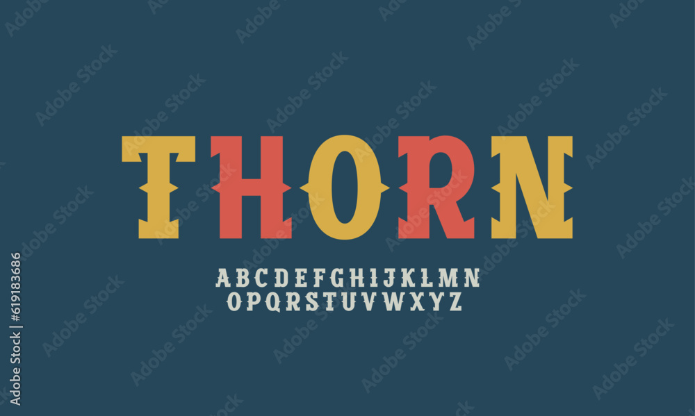 Retro alphabet thick font, for your old design made angled serifs bevel ...