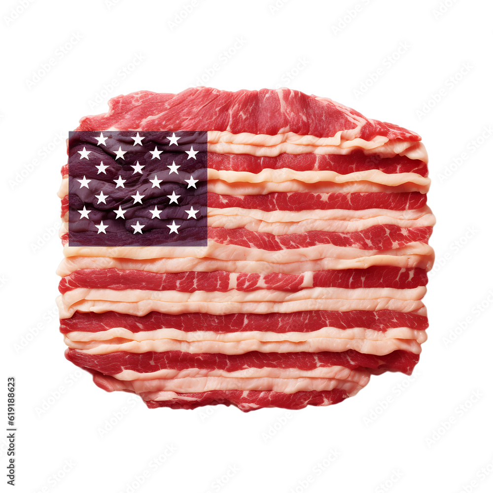 American ribeye steaks with usa flag isolated on transparent background ...