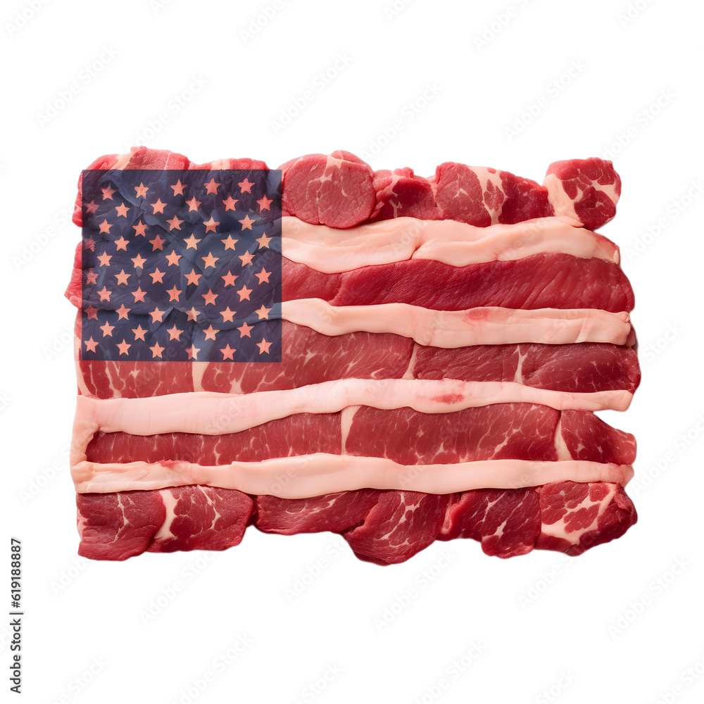 Raw beef steak with American flag isolated on transparent background ...