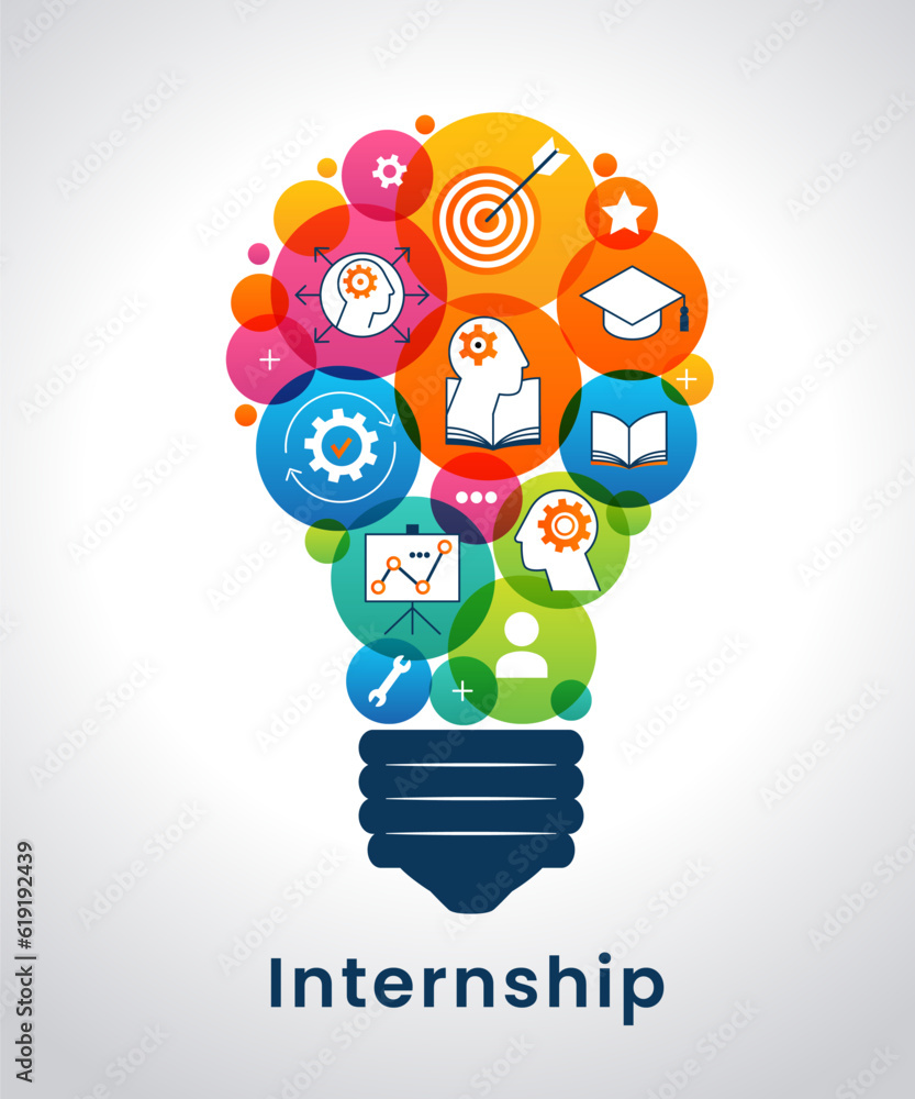 Internship concept. Banner with keywords and icons. Concept with icon ...