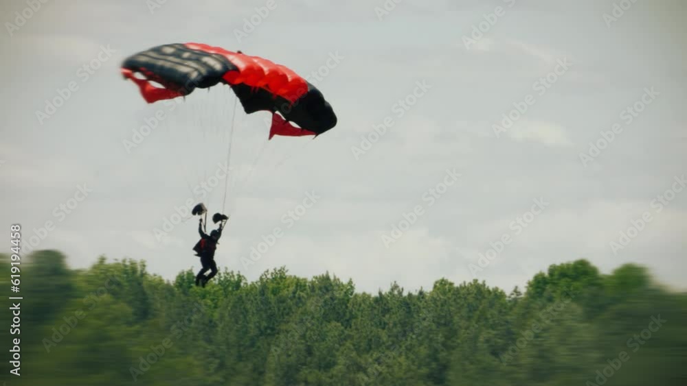 Skydiving. Parachute jump. Extreme sport. Paratrooper. Stock Video ...