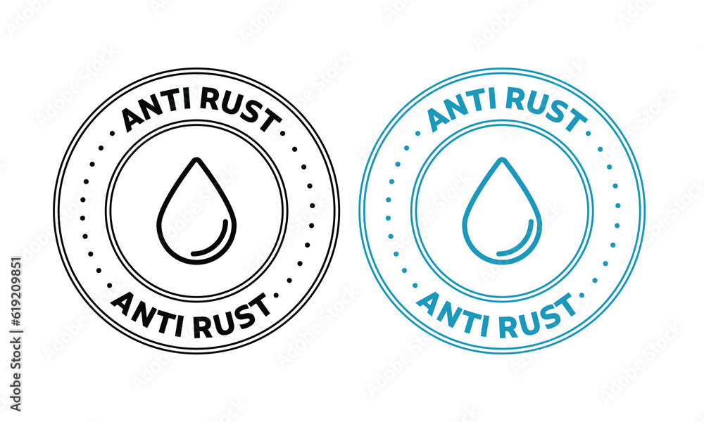 Anti rust icon set in black and blue color. Anti oxidation logo. Rust ...