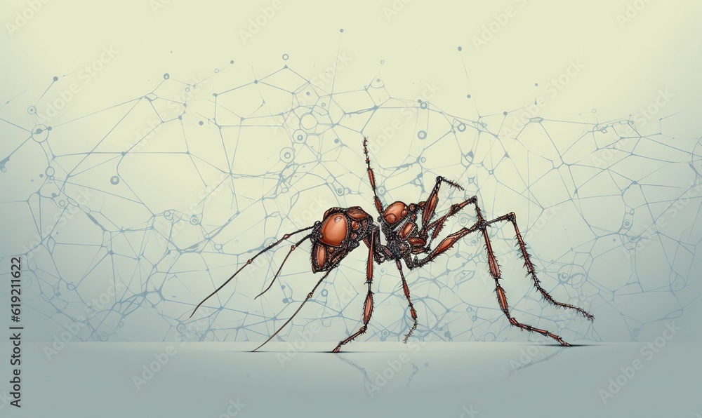 a mosquito is depicted in this artistic photo of a complex structure ...