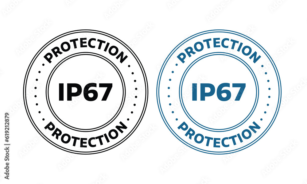 ip67 protection icon set in blue color. ip67 water proof symbols. Stock Vector | Adobe Stock