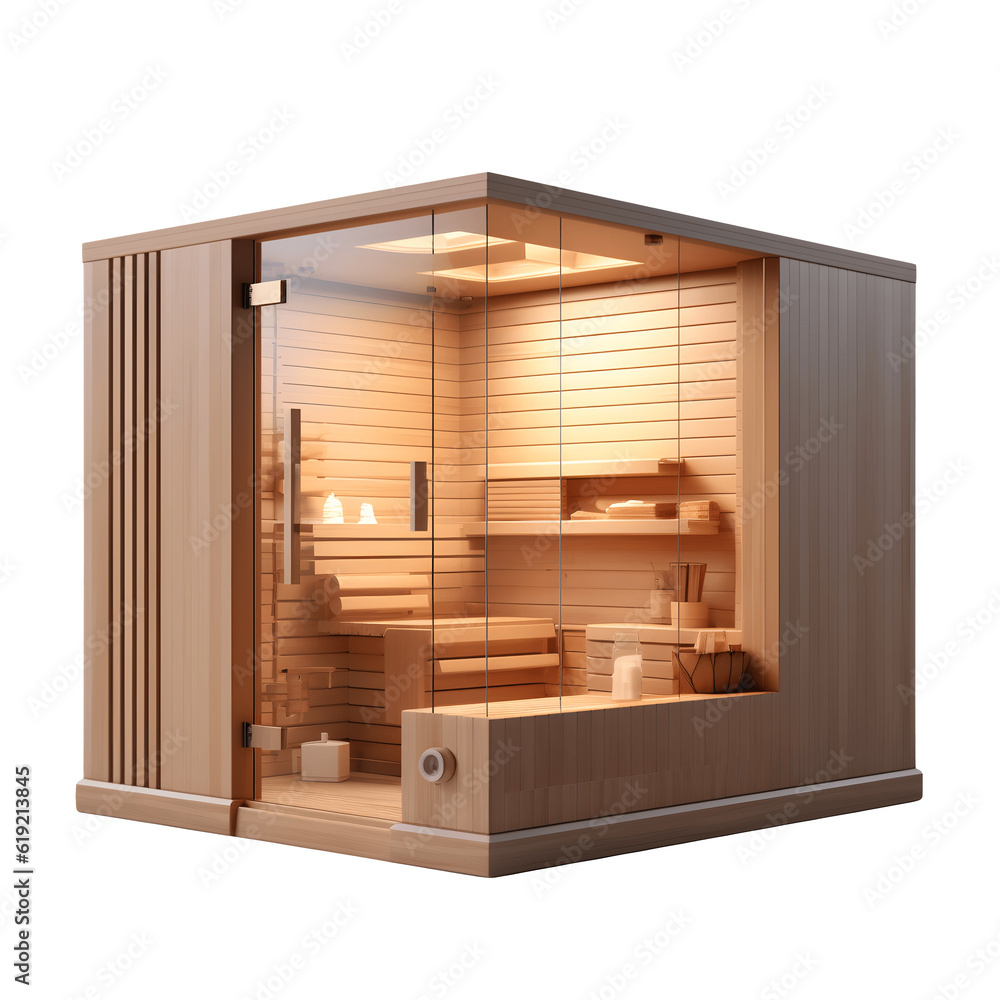 Sauna, steam room for thermal spa and wellnees retreat. Image on ...