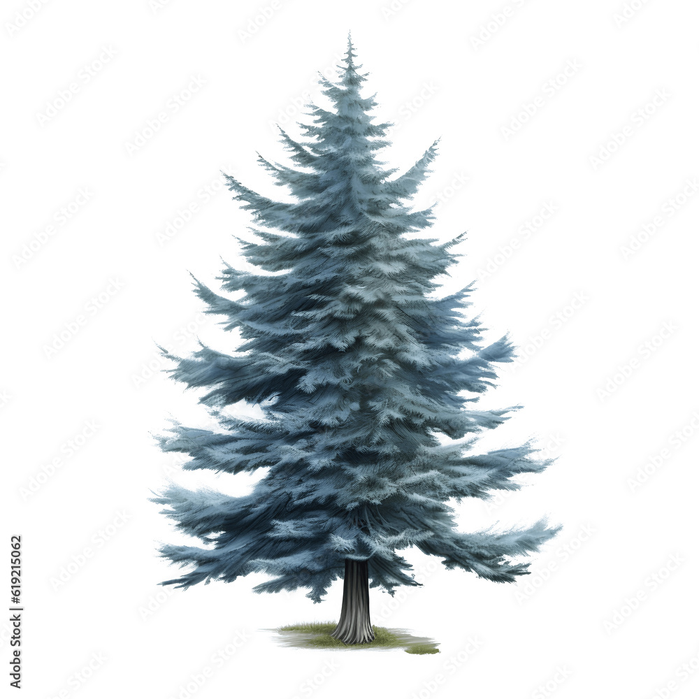 Blue spruce Tree, detailed front view of tree on transparent background ...