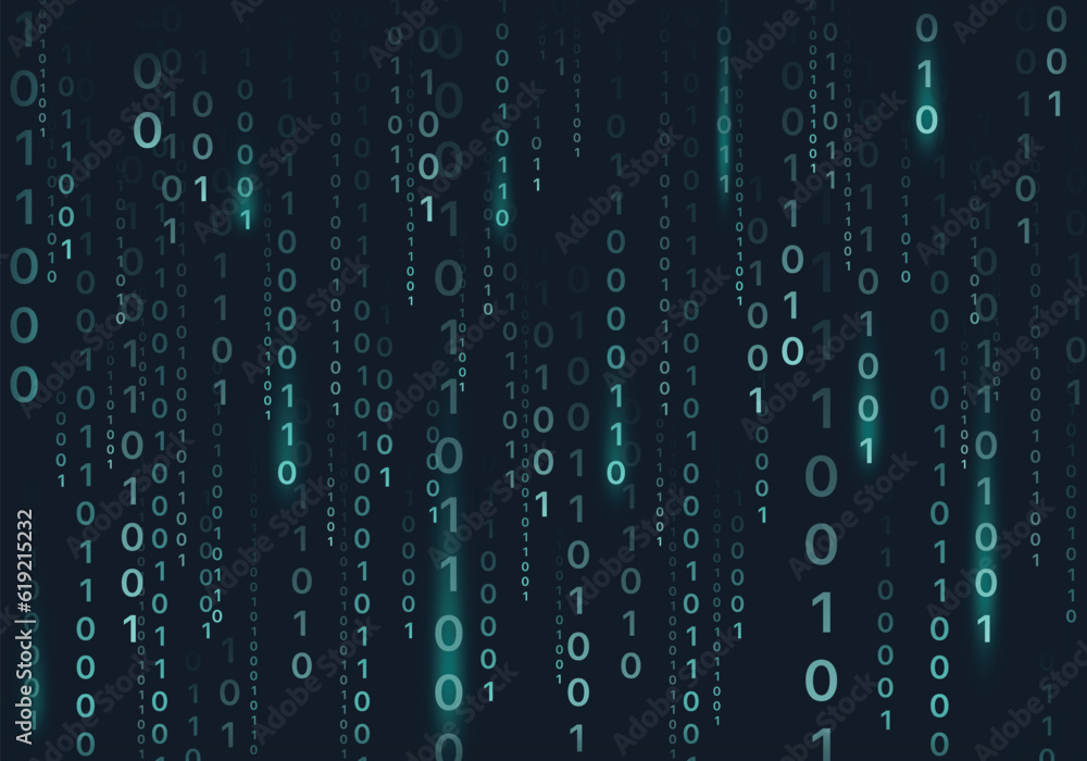 Dark blue gradient unit program code vector background. Binary matrix ...
