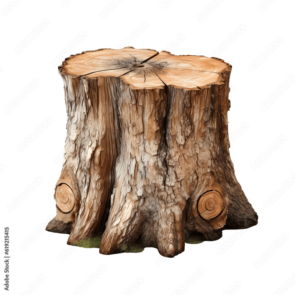 long Tree Stump, tree butt base, wood stump. Image on transparent ...