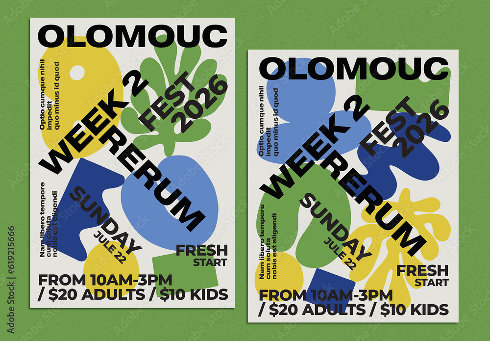 Typographic Composition Poster Layout with Alternative Shapes Stock ...