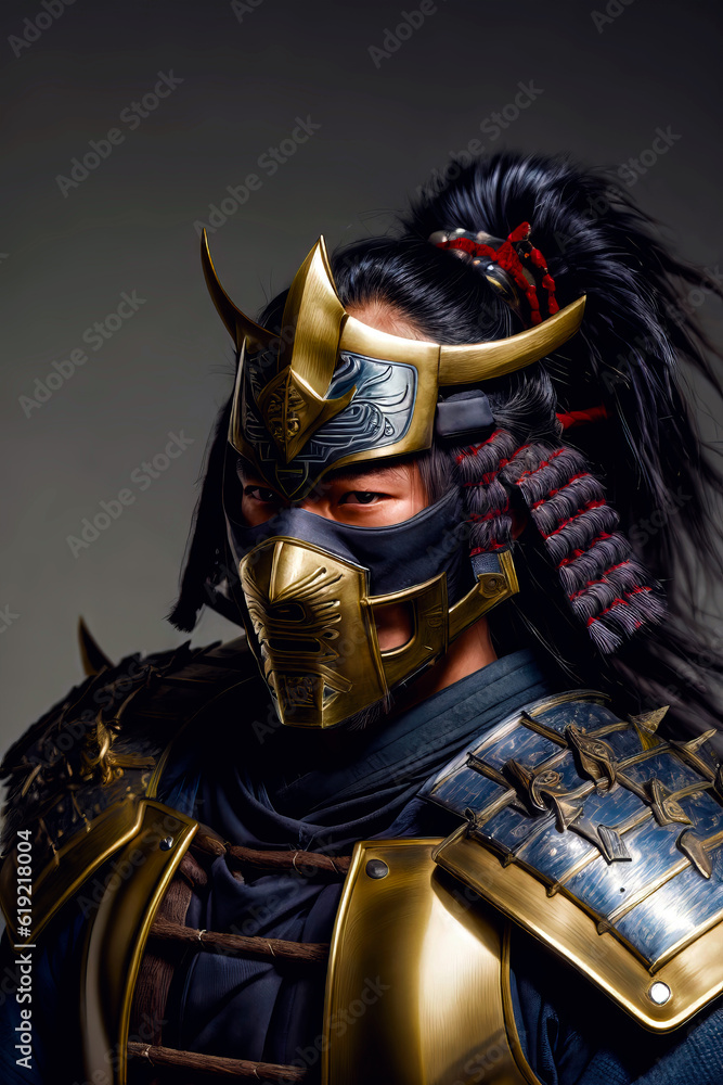 Japanese samurai in military armor, in traditional samurai clothing ...