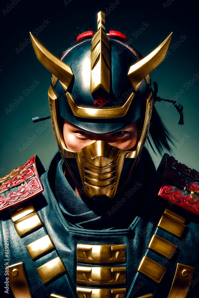 Japanese samurai in military armor, in traditional samurai clothing ...