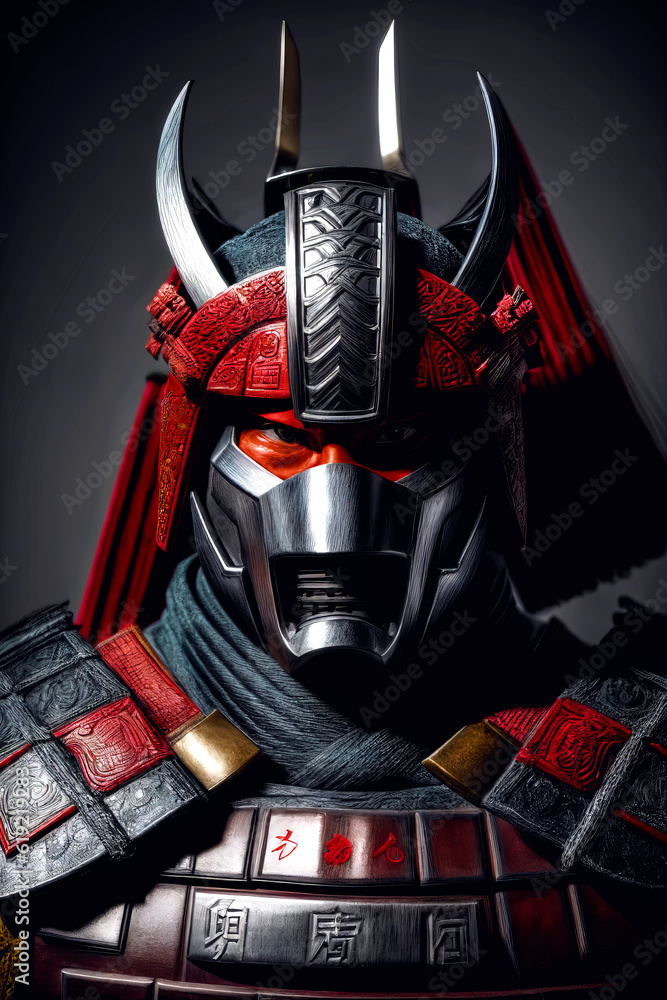 Japanese samurai in military armor, in traditional samurai clothing ...