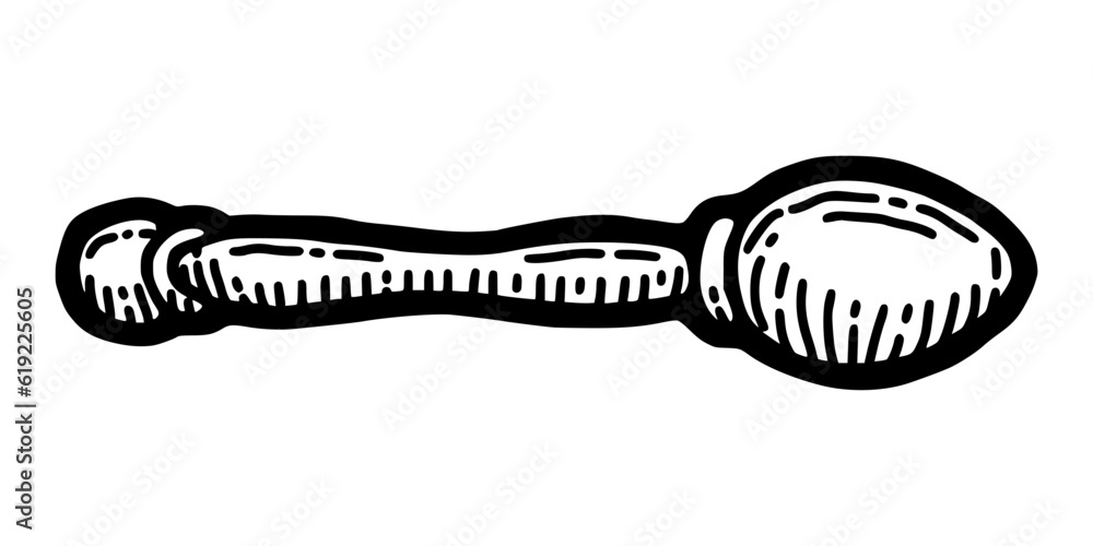 Spoon engrave. Retro soup woodcut, for vintage kitchen food or ...