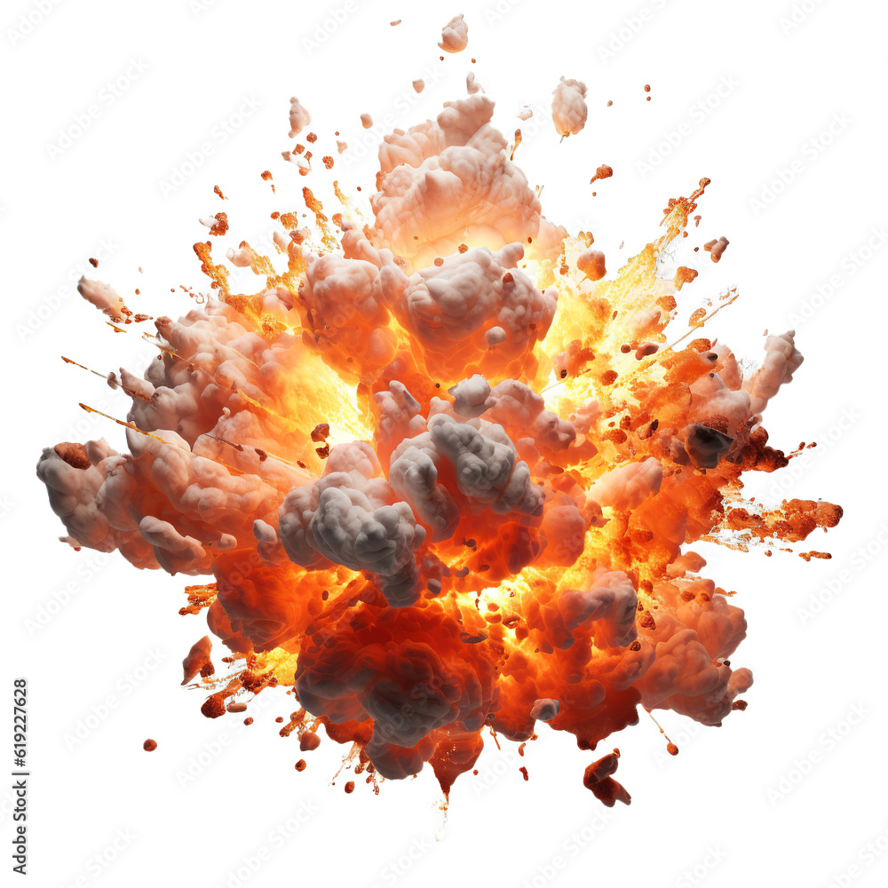 Fire bomb explosion over white transparent background Stock ...