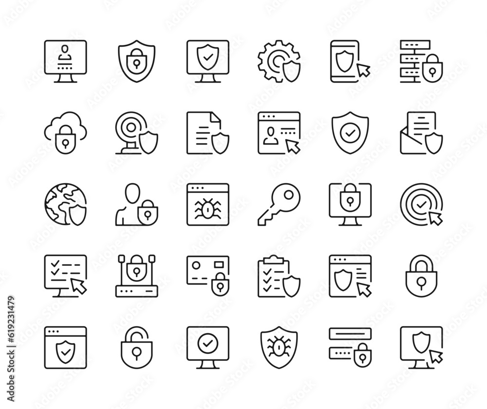 Internet security icons. Vector line icons set. Data protection ...