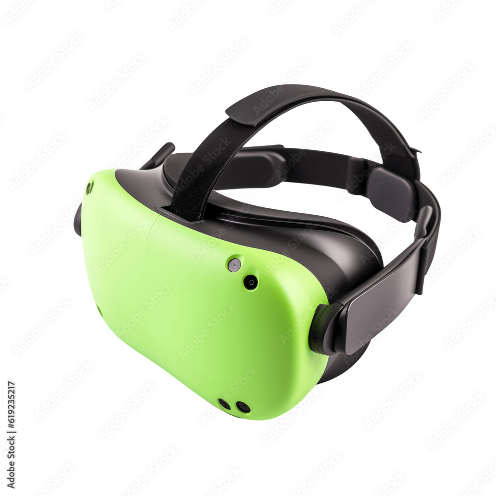 Virtual Reality helmet, VR headset, lime green vr goggles on ...